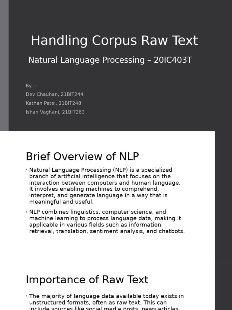 Optimizing Raw Text for NLP Analysis | PDF | Part Of Speech | Parsing