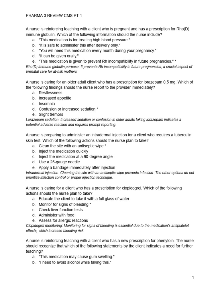 Pharma 3 Review CMS PT 1 | PDF | Opioid | Injection (Medicine)