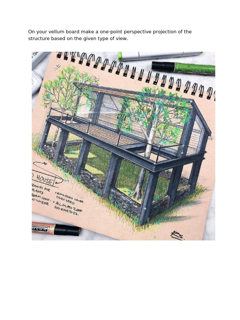 Make A One-Point Perspective Projection of The Structure Bas | PDF