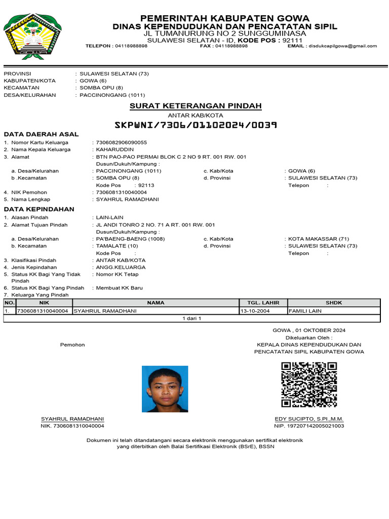 Surat Pindah Syahrul | PDF