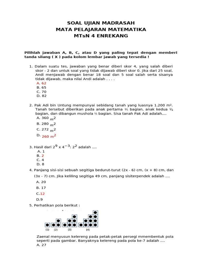 Soal Um Matematika TH 2024 | PDF