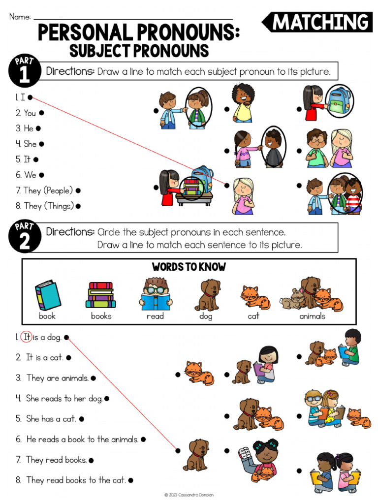 Subject Pronouns Worksheet | PDF