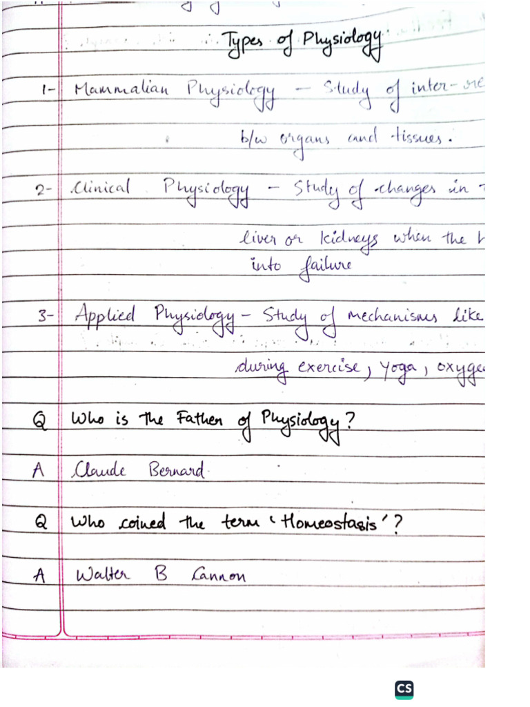Physiological Notes | PDF