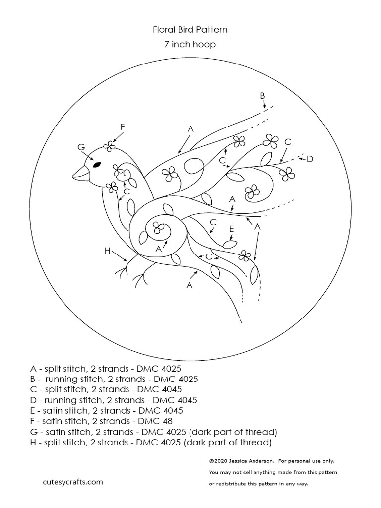 Floral Bird Embroidery Pattern Guide | PDF