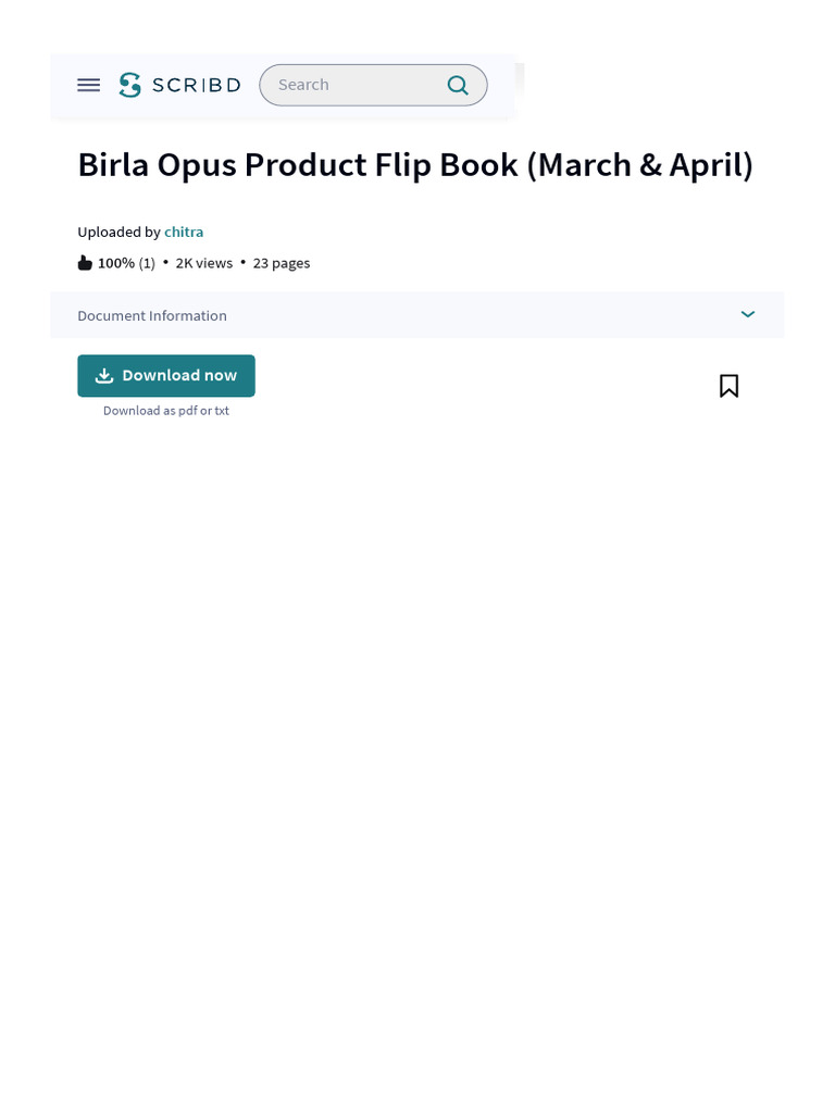 Birla Opus Product Flip Book (March & April) | PDF | Materials | PDF | Scribd | Written ...