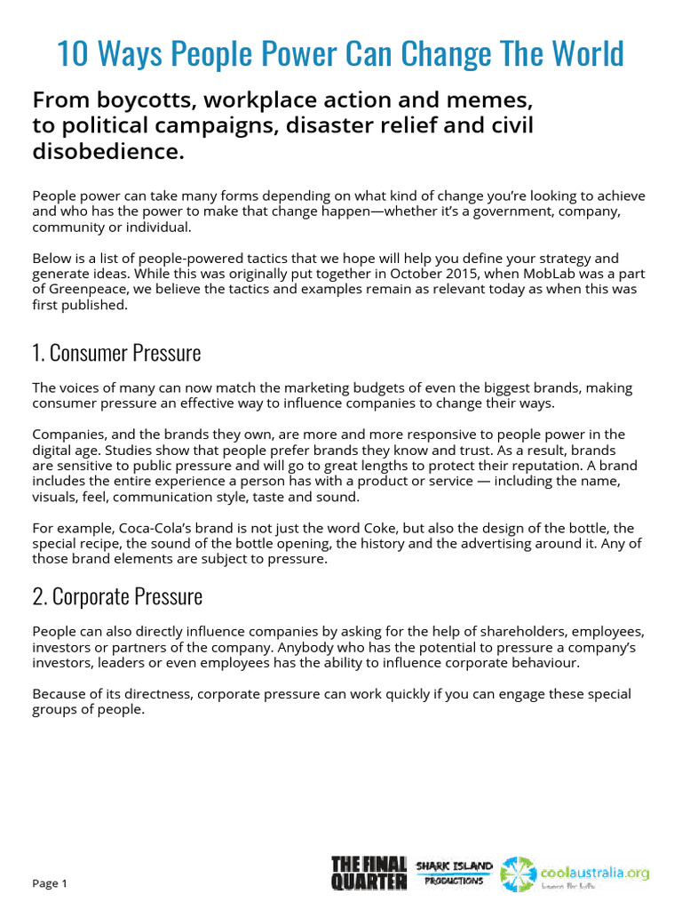 People Power: 10 Change Tactics | PDF | Brand | Crowdsourcing