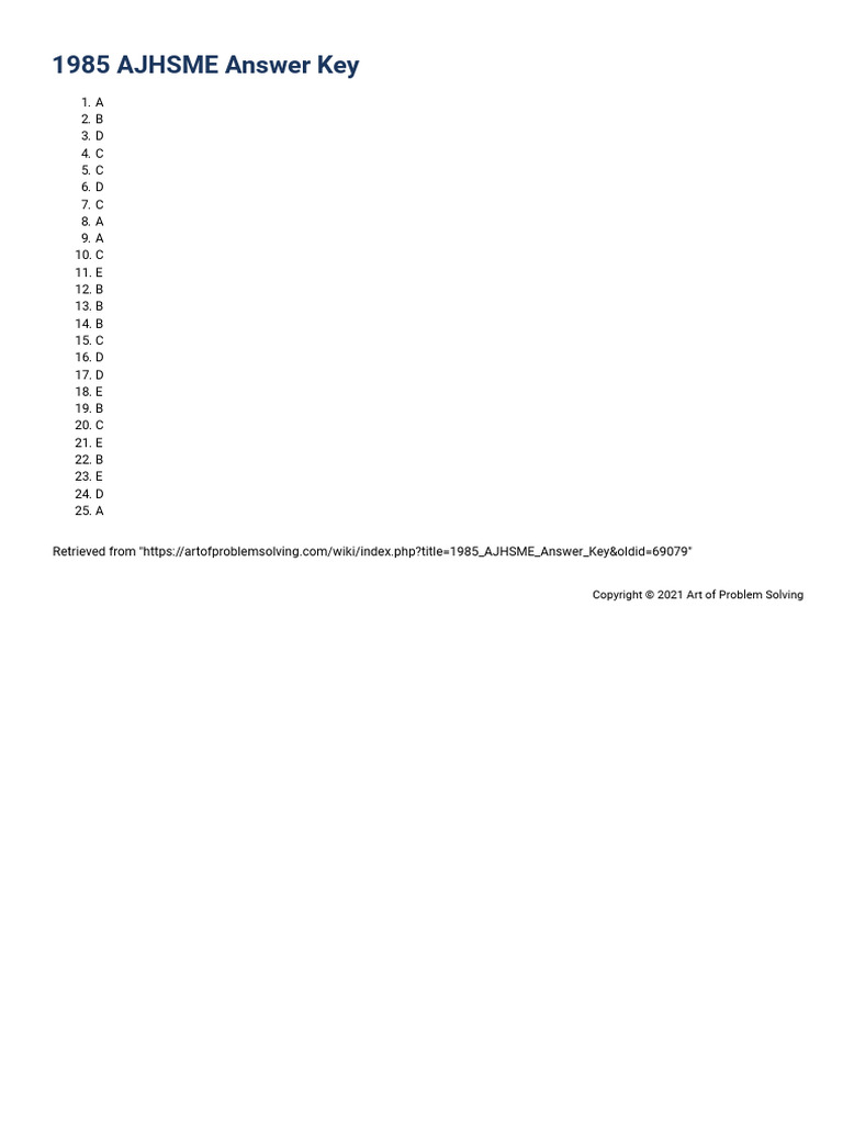 1985 AMC8 Answer | PDF