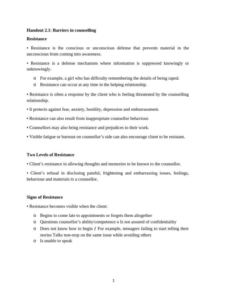 Overcoming Barriers in Counselling | PDF | Feeling | Unconscious Mind