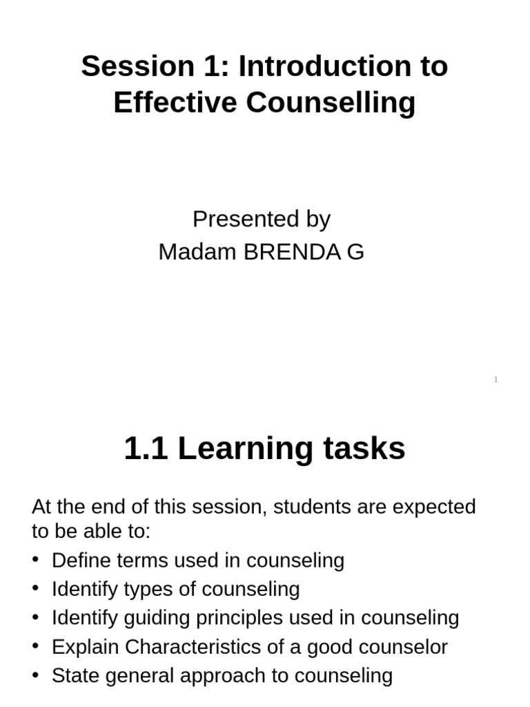 Session 1 Introduction To Counselling-1 | PDF | Psychotherapy | Thought
