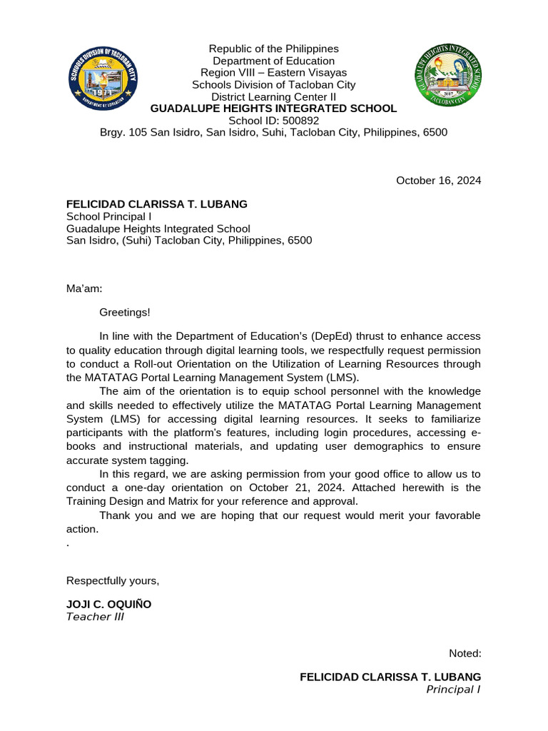 MATATAG LMS Orientation Proposal | PDF | Educational Technology | Learning