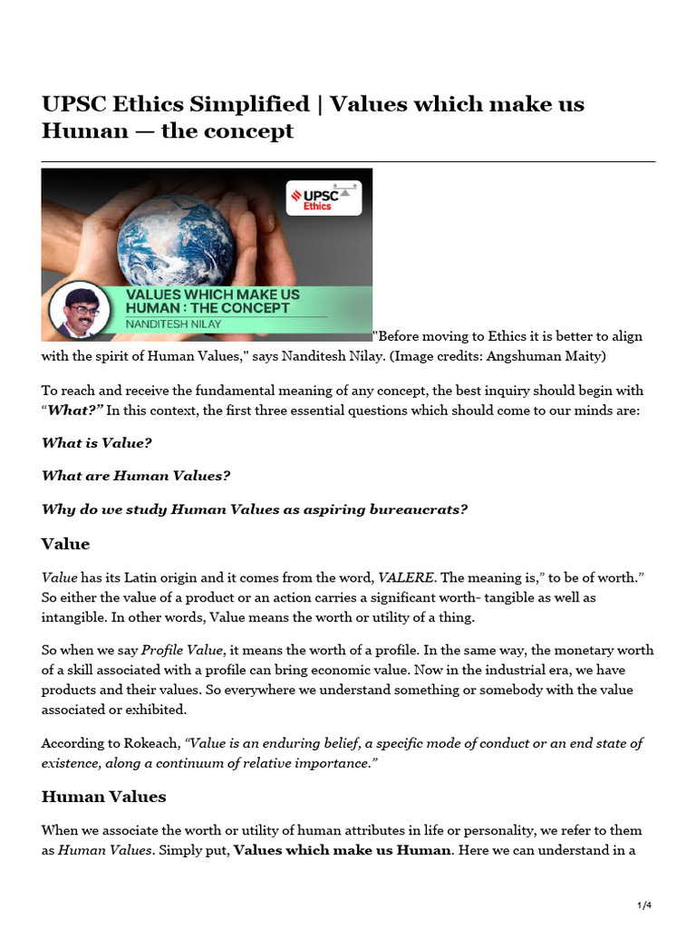 Values Which Make Us Human - The Concept | PDF | Science & Mathematics