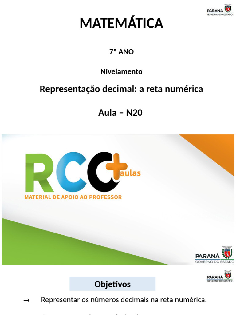 7ano n20 Representação Decimal A Reta Numérica | PDF | Decimal | Linha ...