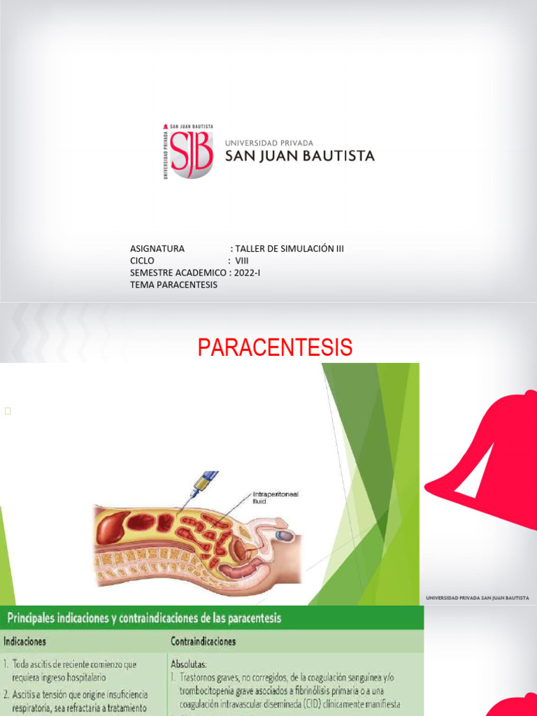 Paracentesis | PDF | Medicina CLINICA | Especialidades Medicas