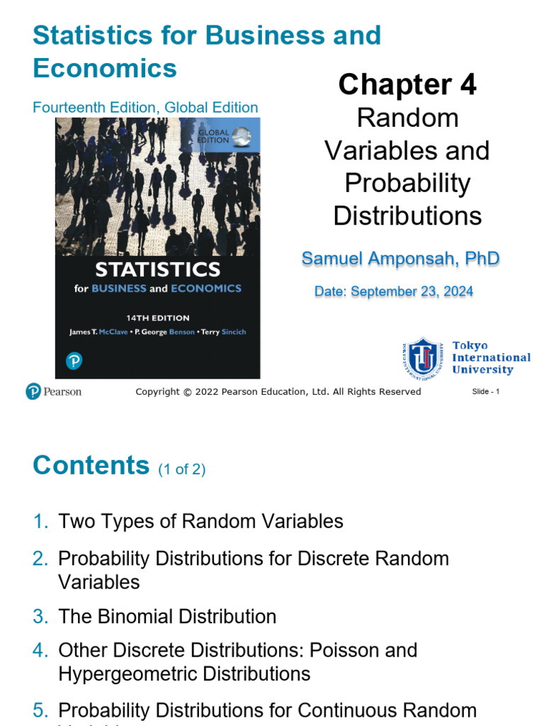 CH 04 | PDF | Probability Distribution | Random Variable