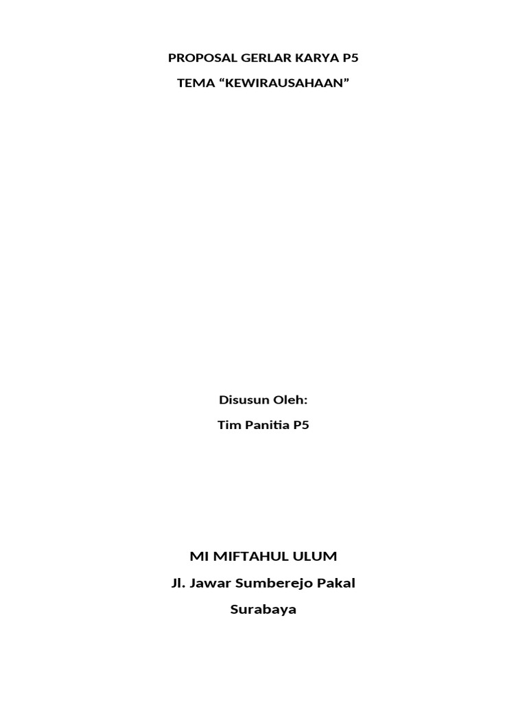 Proposal P5 Kewirausahaan | PDF