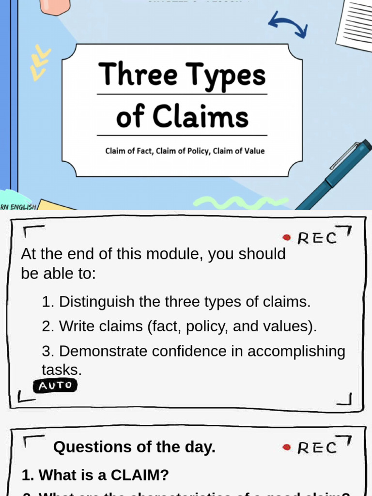 Types of Claims. | PDF | Career & Growth | Social Science