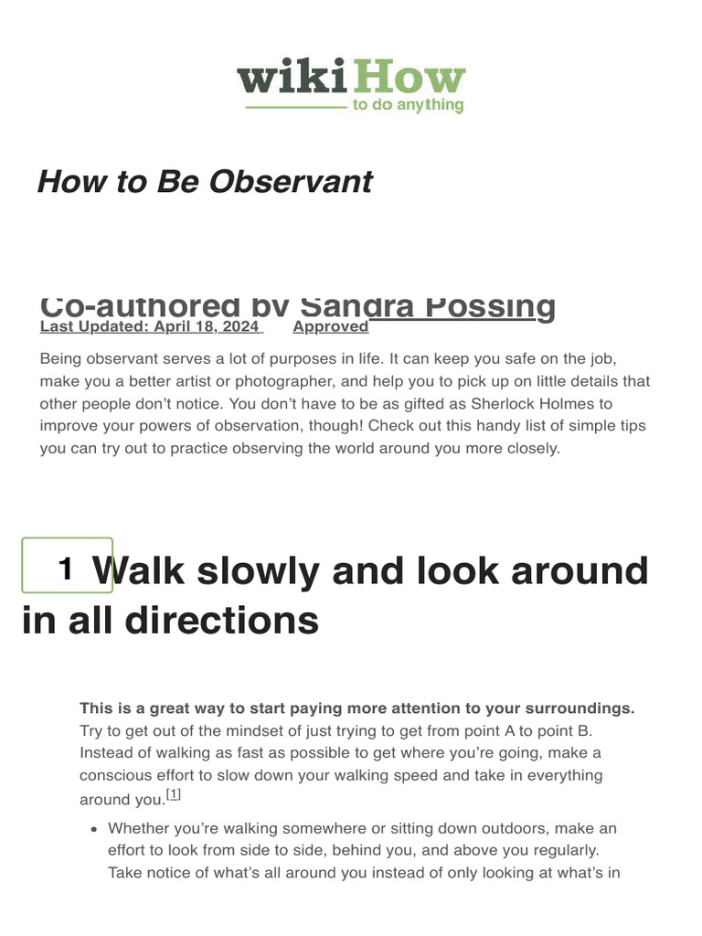 13 Ways to Be Observant | PDF | Attention | Senses