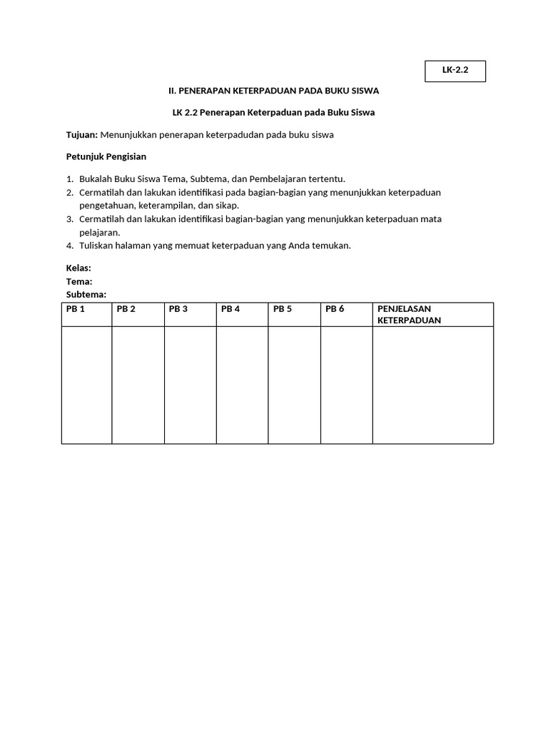 LK 2.2 Penerapan Keterpaduan BK Siswa | PDF