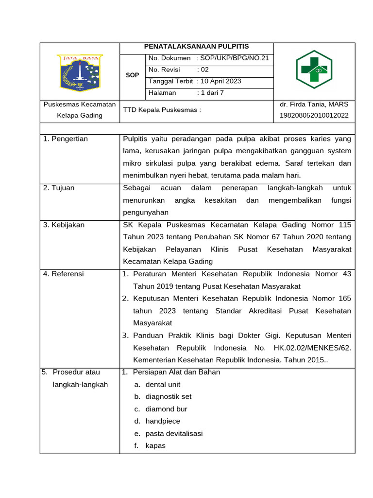 21 Penatalaksanaan Pulpitis Rev02 | PDF