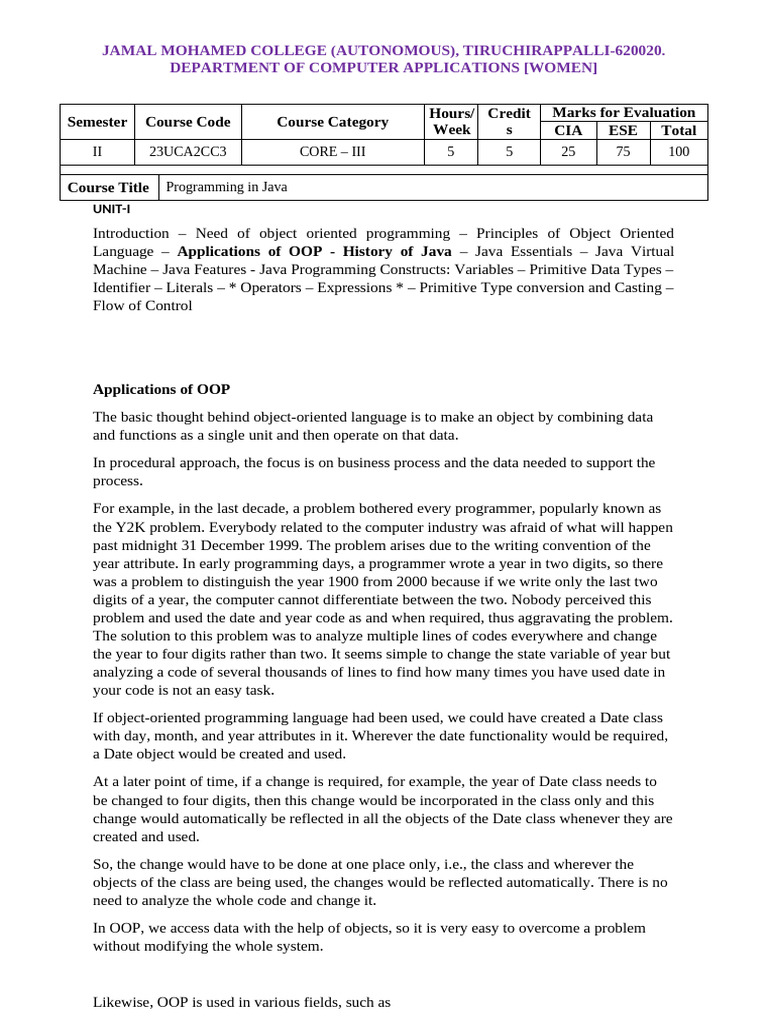 I Bca Java Theory Unit I Part 2 | PDF | Java Virtual Machine | Java (Software Platform)