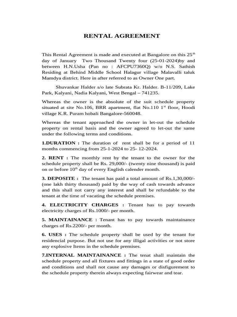 Rental Agreement | PDF | Leasehold Estate | Lease