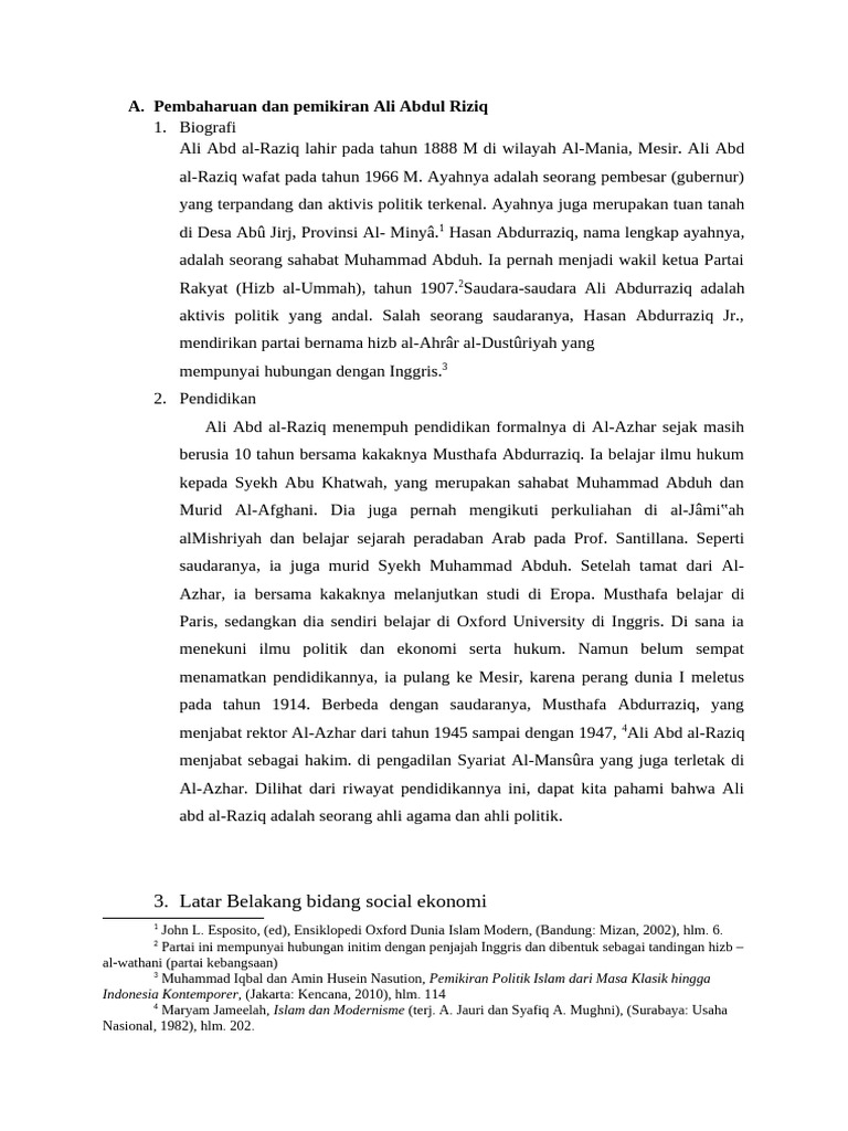 Pemikiran Politik Ali Abd al-Raziq | PDF | Sejarah