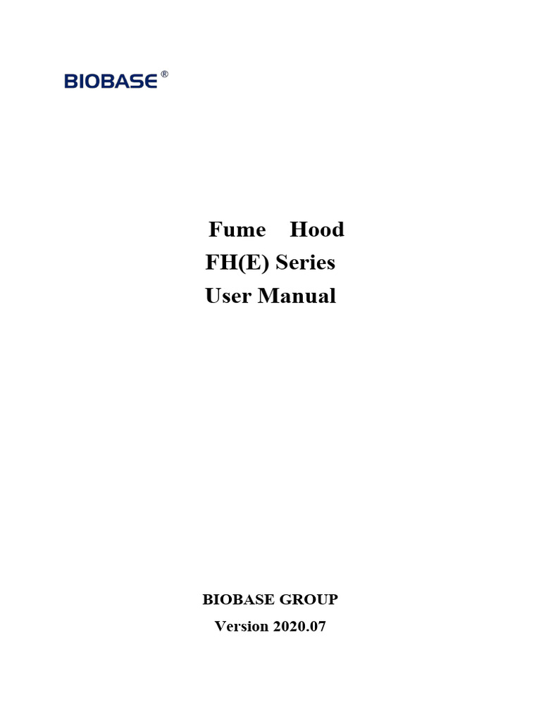 BIOBASE Fume Hood FH (E) Series User Manual 202007 | PDF | Fuse (Electrical) | Electrical Connector