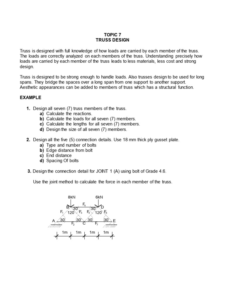Topic 7 Truss Design_064224 | PDF | Truss | Screw