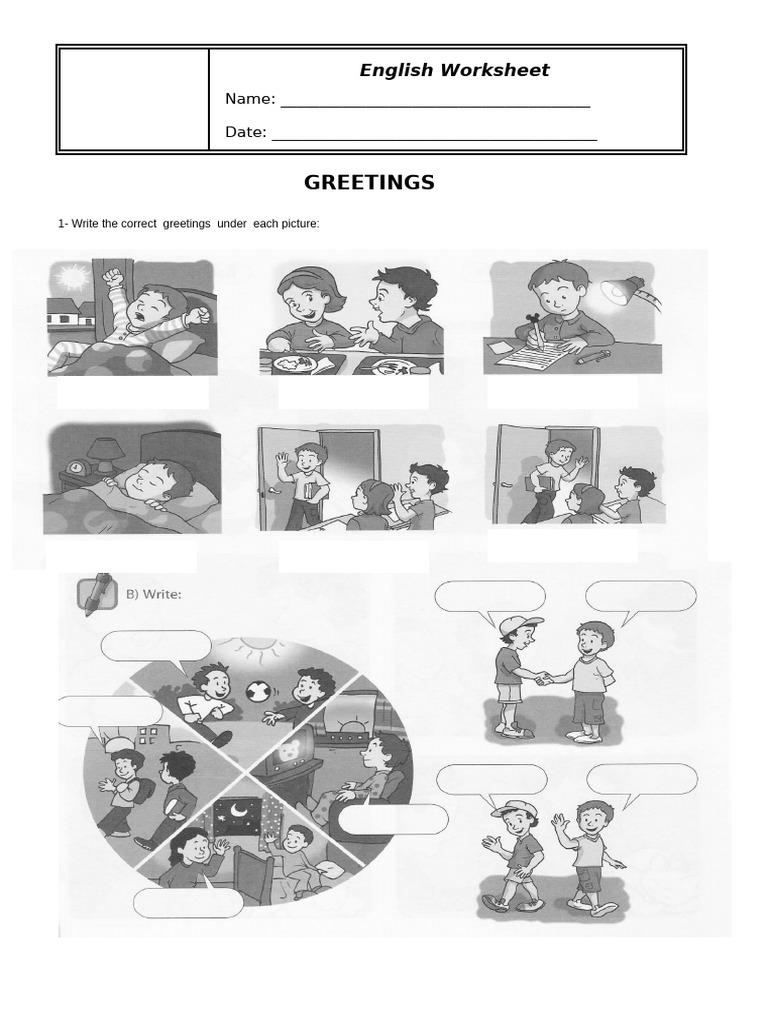 English Greetings Worksheet | PDF