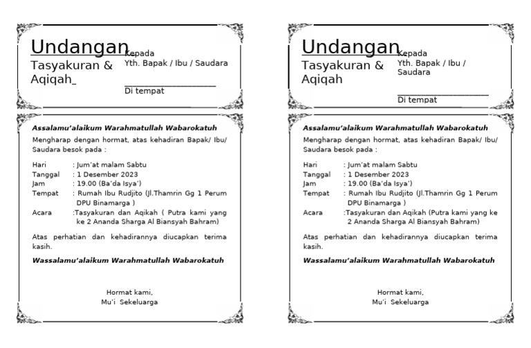 Undangan Dzikir Bida' | PDF