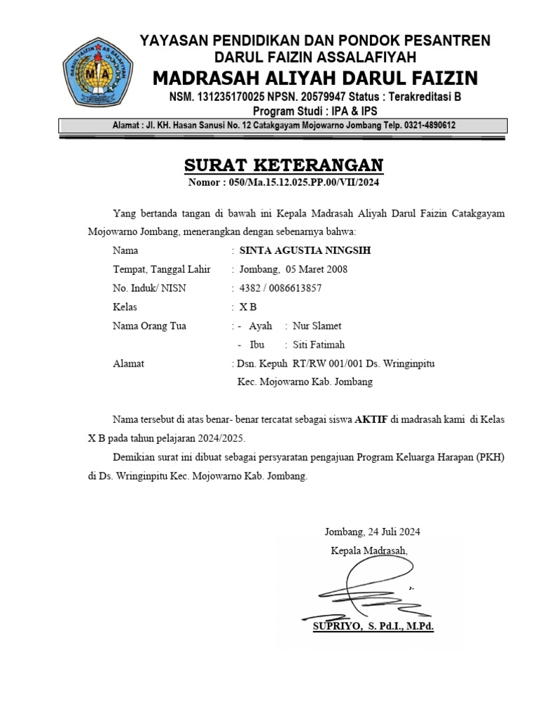 Surat PKH 2023 | PDF