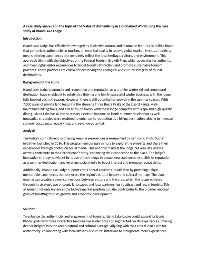 Case Study Island Lake Lodge | PDF | Tourism | Sustainability