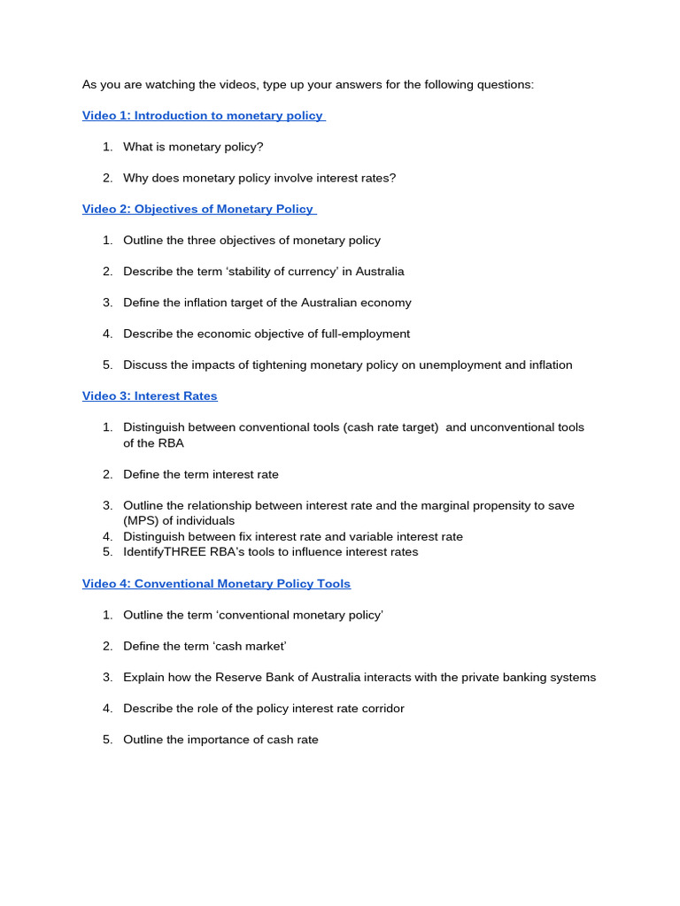 Monetary Policy Notes Taking Scaffold. | PDF | Business