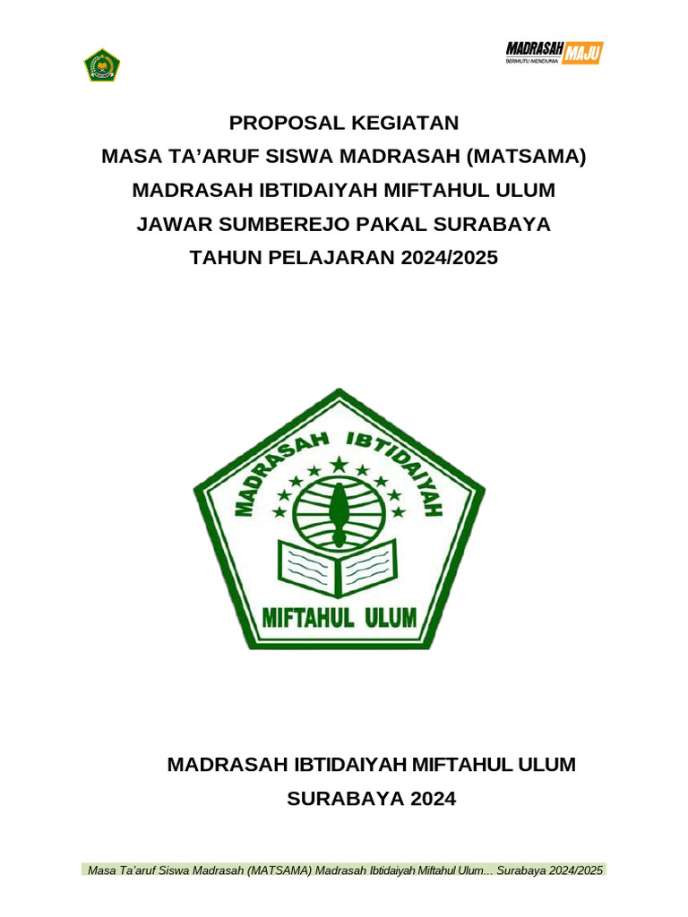 Proposal MATSAMA MI Miftahul Ulum 2024/2025 | PDF | Karier & Perkembangan