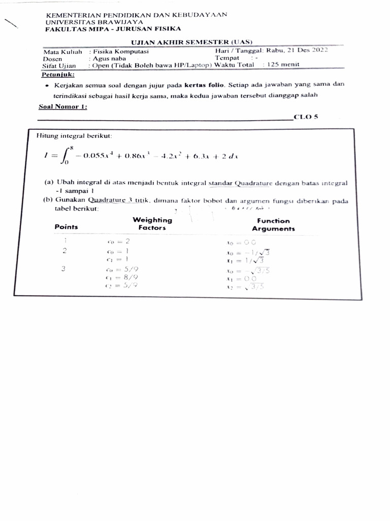 Pembahasan UAS Fisika Komputasi 1 | PDF