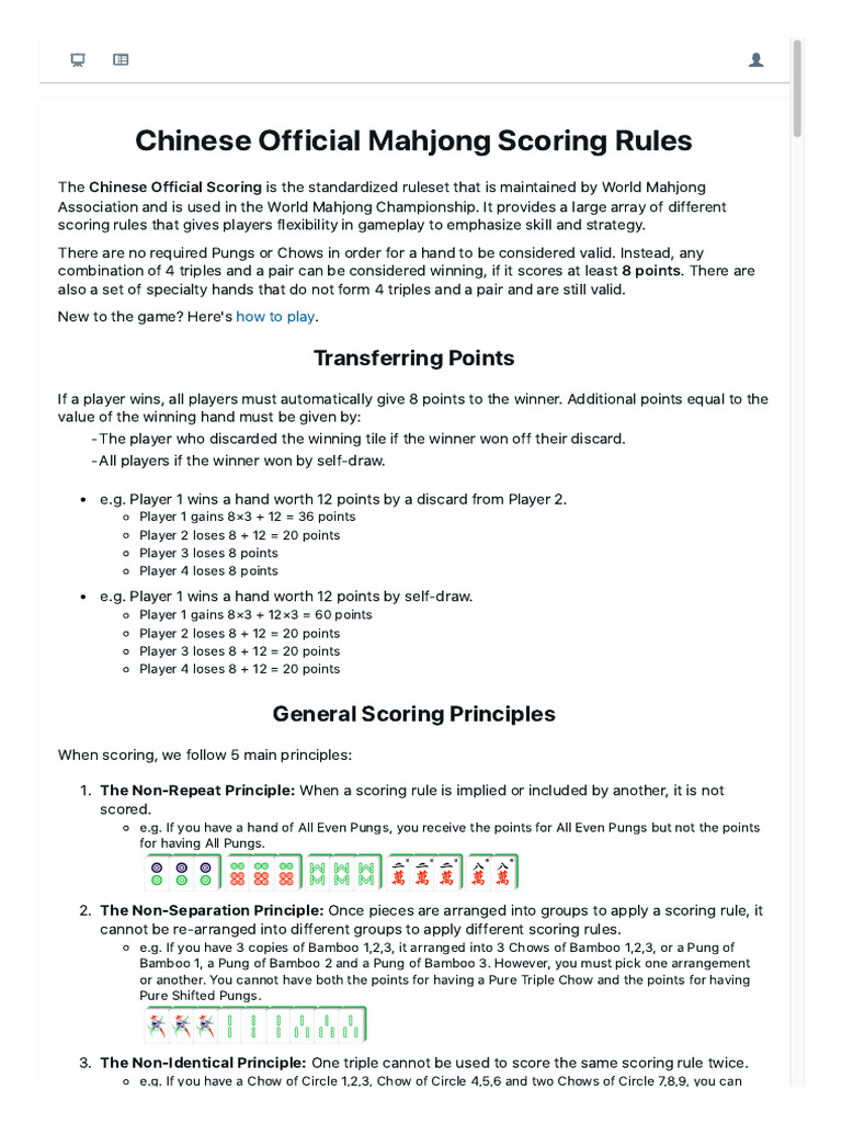 Chinese Official Mahjong Rules _ PlayMahjong.io | PDF | Mahjong | Games ...