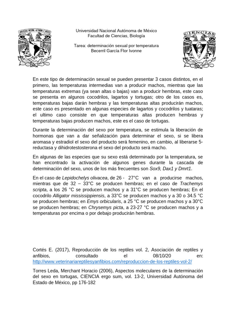 Determinación Sexual en Reptiles por Temperatura | PDF | Salud y ...