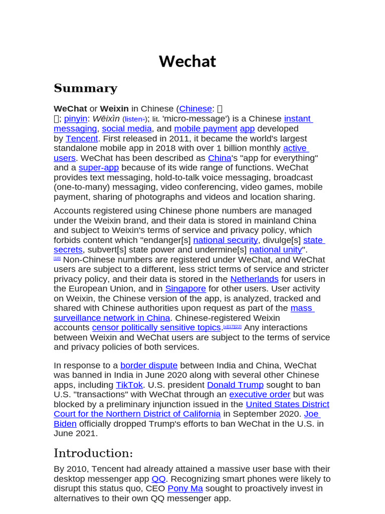 Wechat | PDF | We Chat | Service Industries