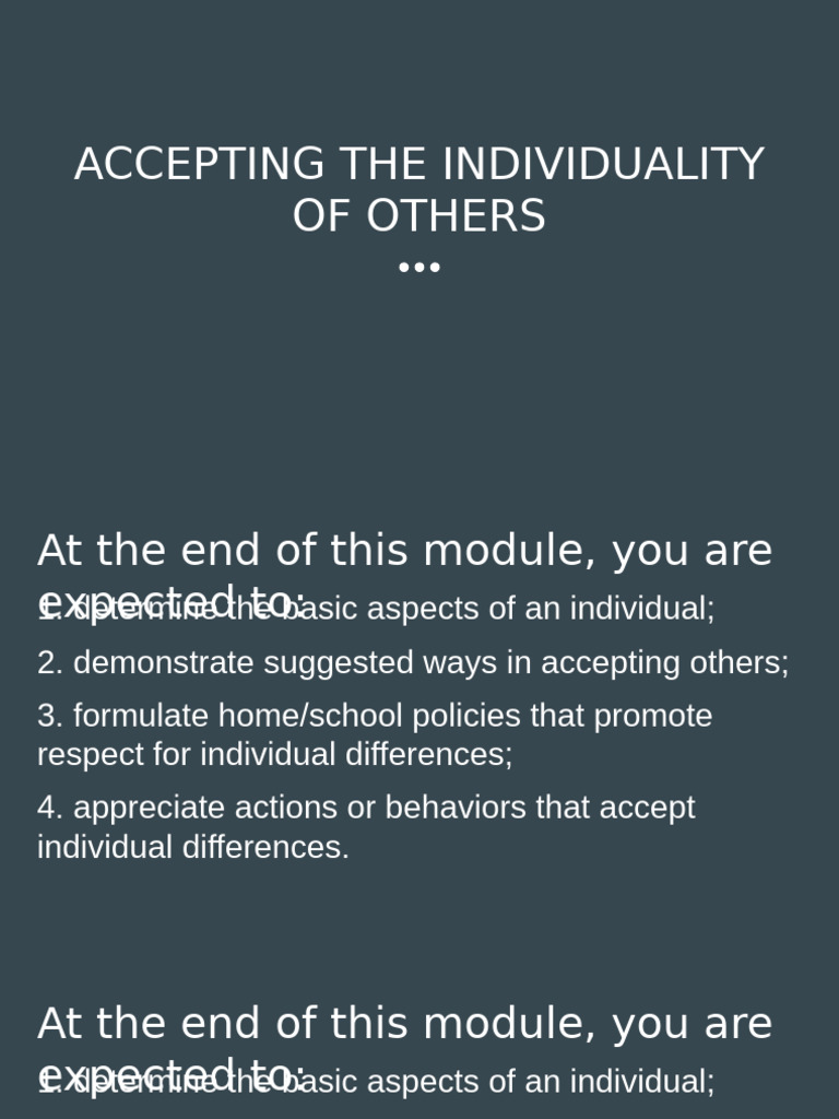 Accepting The Individuality of Others | PDF