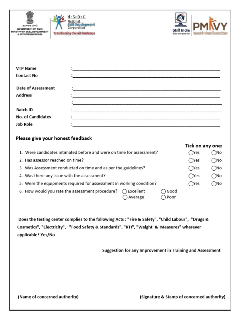 VTP Assessment Feedback Form | PDF | Business | Finance & Money Management