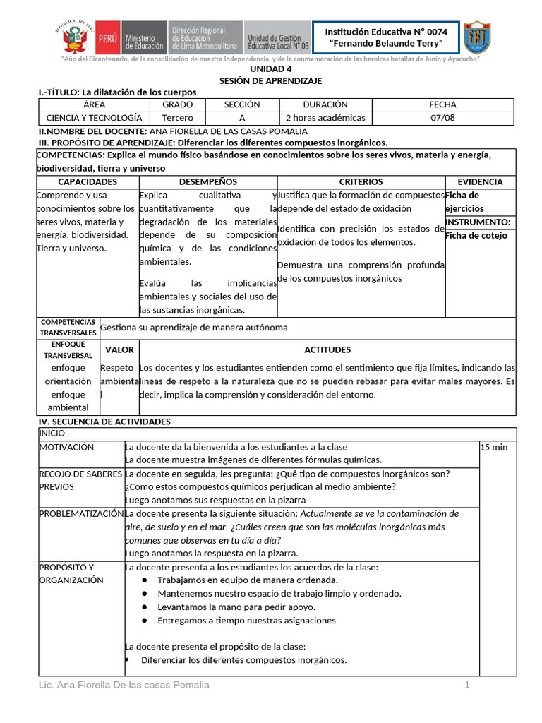 Compuestos Inorgánicos y Oxidación | PDF | Química Inorgánica | Entorno ...