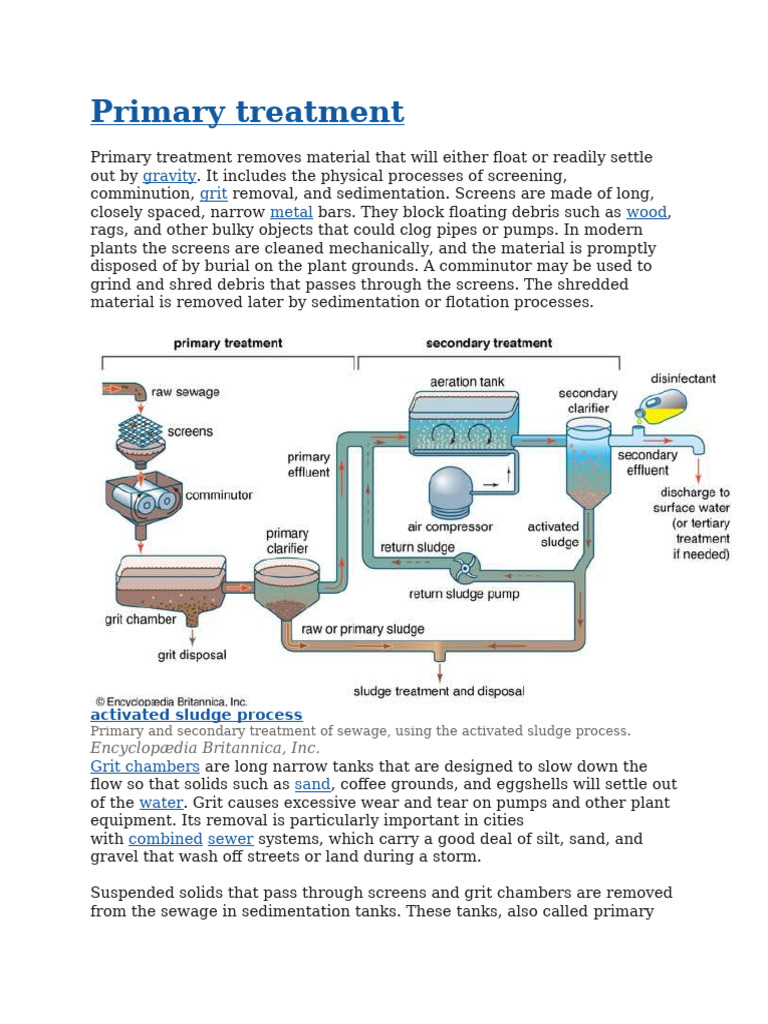 Primary treatment | PDF | Sewage Treatment | Reclaimed Water