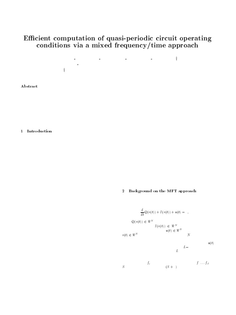 Efficient Computation of Quasi-Periodic Circuit Operating Conditions Via A Mixed Frequencytime ...