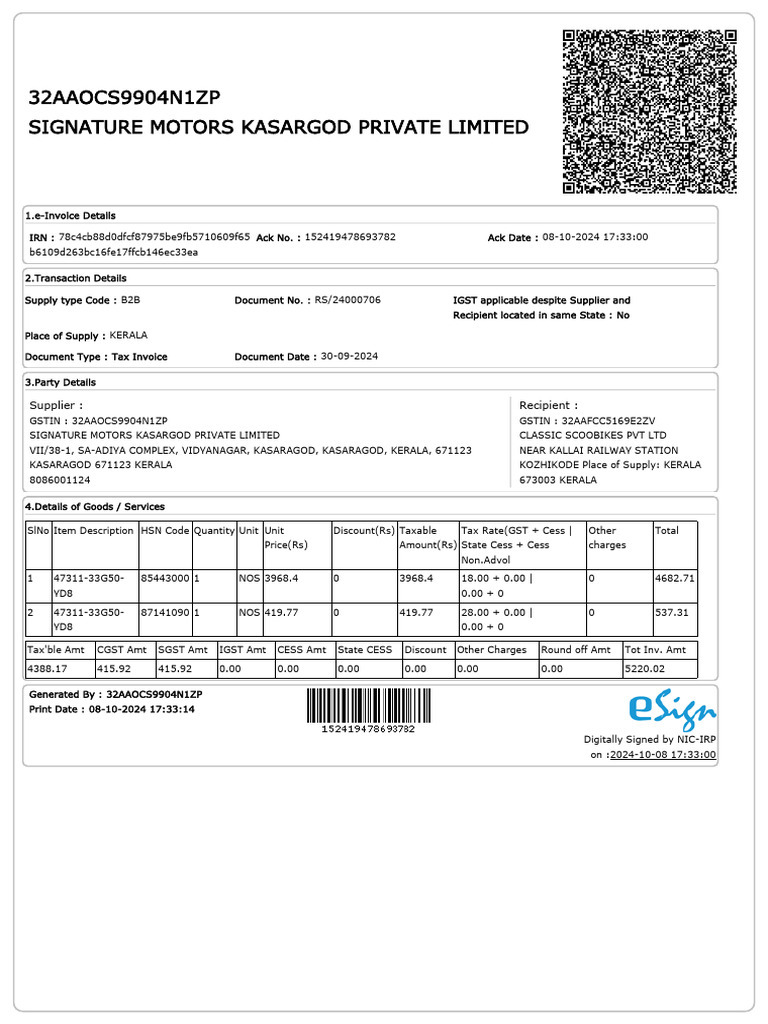 Einv 1 | PDF | Taxes | Sales