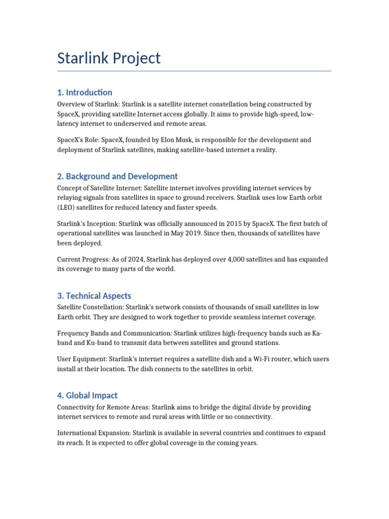 Starlink_Project | PDF | Satellite | Outer Space
