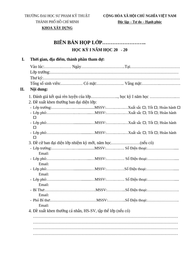 BIÊN BẢN HỌP LỚP HKInew | PDF