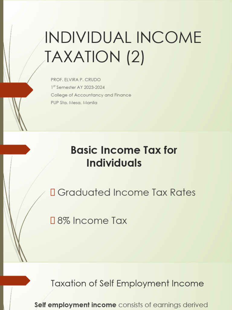 INDIVIDUAL INCOME TAXATION Part 2 | PDF | Taxes | Income Tax