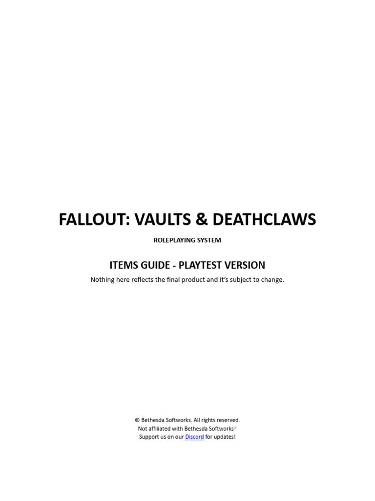 Items Guide - Fallout - Vaults & Deathclaws | PDF | Ammunition | Armour