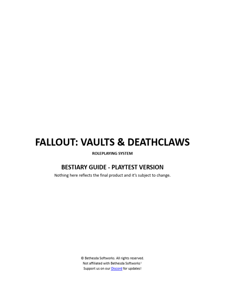 Bestiary Guide - Fallout - Vaults & Deathclaws | PDF
