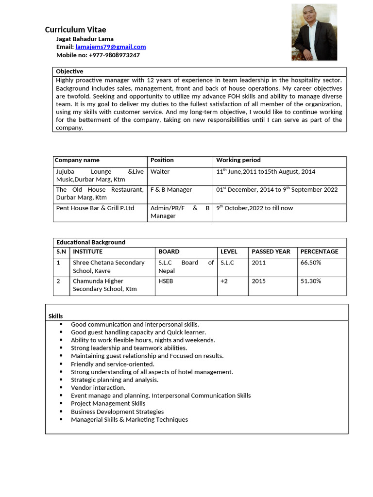 Jagat lama CV final | PDF | Business